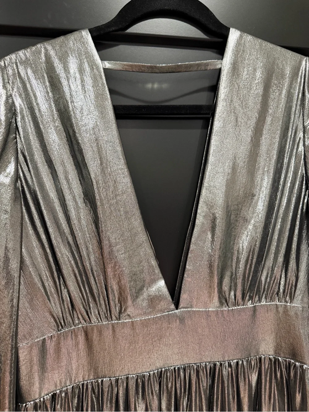 Gianni Bini | Dresses | Gianni Bini Metallic Silver Plunging Vneck Long ...